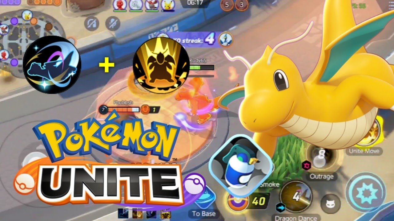 Pokemon Unite Mobile | Dragonite (Dragon Dance + Outrage) Slow Smoke ...