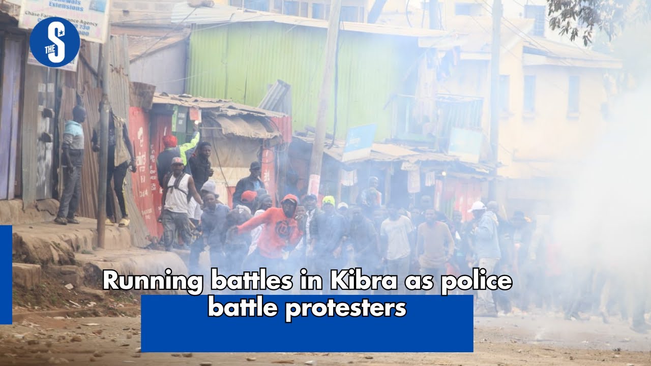 Running battles in Kibra as police battle protesters - YouTube