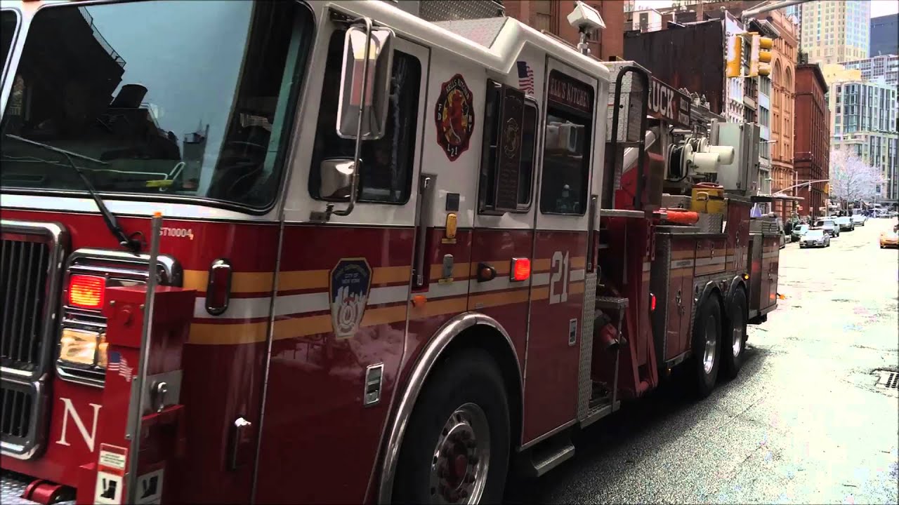 FDNY TOWER LADDER 21, ACTING FDNY TOWER LADDER 1, RESPONDING ON HUDSON ...