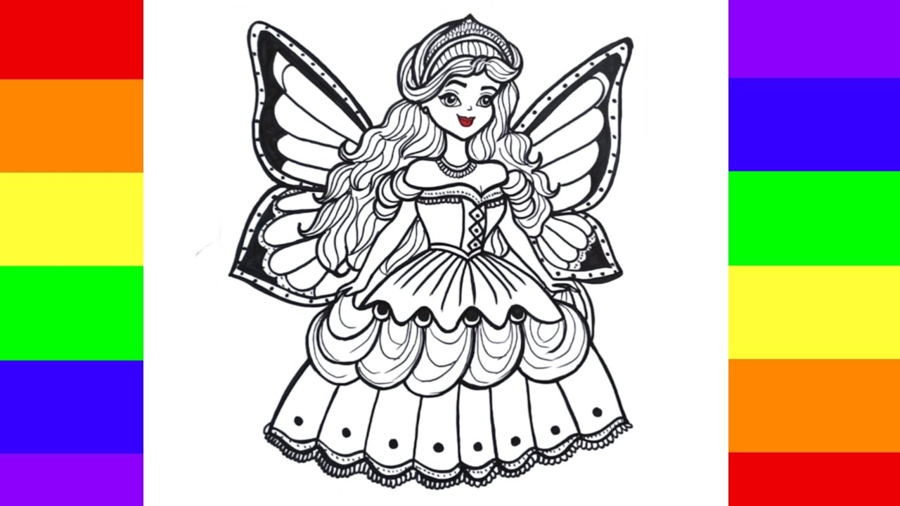 Fairy#6 with coloring for kids | How to make drawing of a fairy step by ...