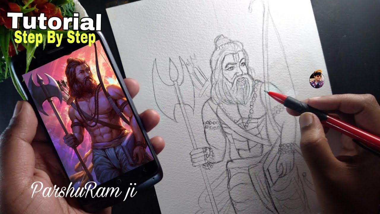 How To Draw Parshuram Ji Drawing, Outline Tutorial Step By Step ...