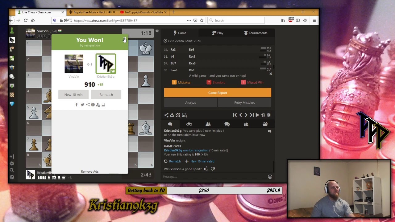 Chess Streamer gets early Mate - Kristian9k3g - YouTube