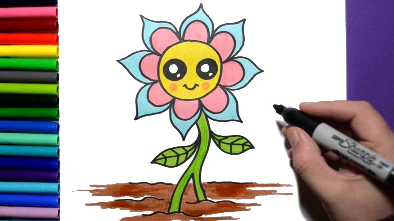 How to Draw a Cute Flower Step by Step for Kids - YouTube