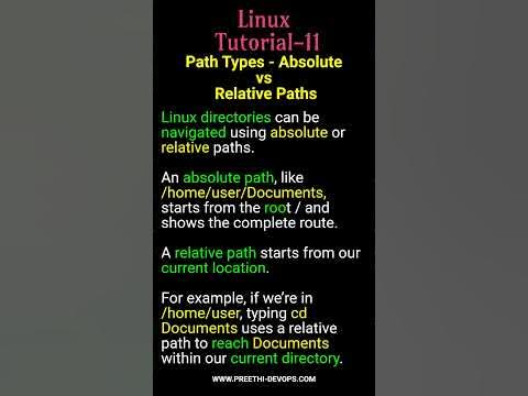 Linux Tutorials -11 Path Types - Absolute vs. Relative Paths #preethidevops #LinuxBasics - YouTube