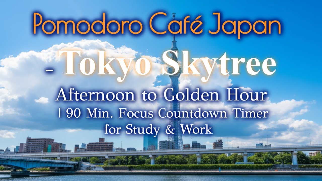 Pomodoro Café Japan #5–Tokyo Skytree Afternoon to Golden Hour | 90 Min ...