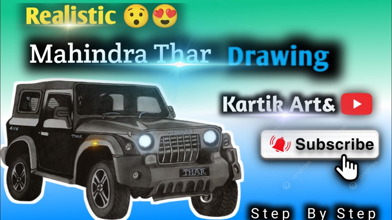 Mahindra Thar Realistic Drawing 😯😍 | Step By Step | #mahindra #thar # ...