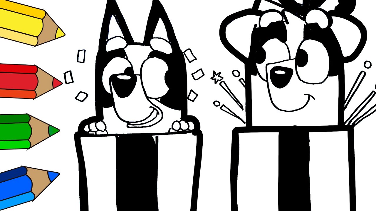 Drawing Bluey's Birthday Party Surprise and Bingo and Jack🥳How to Draw ...