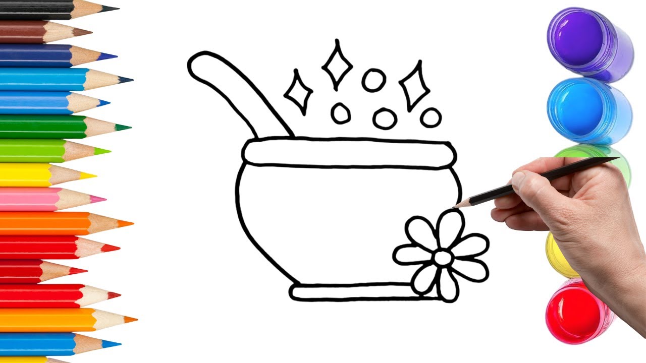 How To Draw cute soup Drawing, Painting & Coloring For Kids and ...