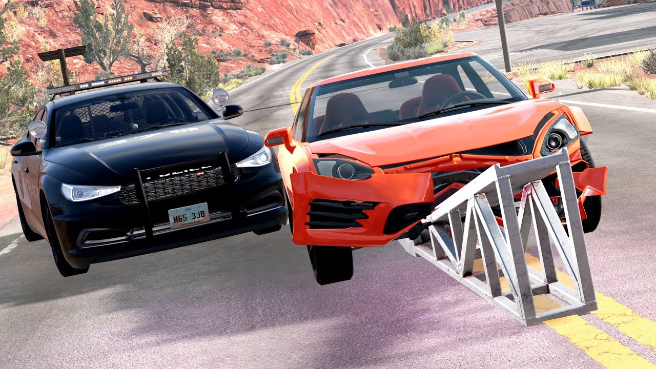 Extreme Car Chase on a Cliff #1: Beam NG Drive Thrills and Crashes ...