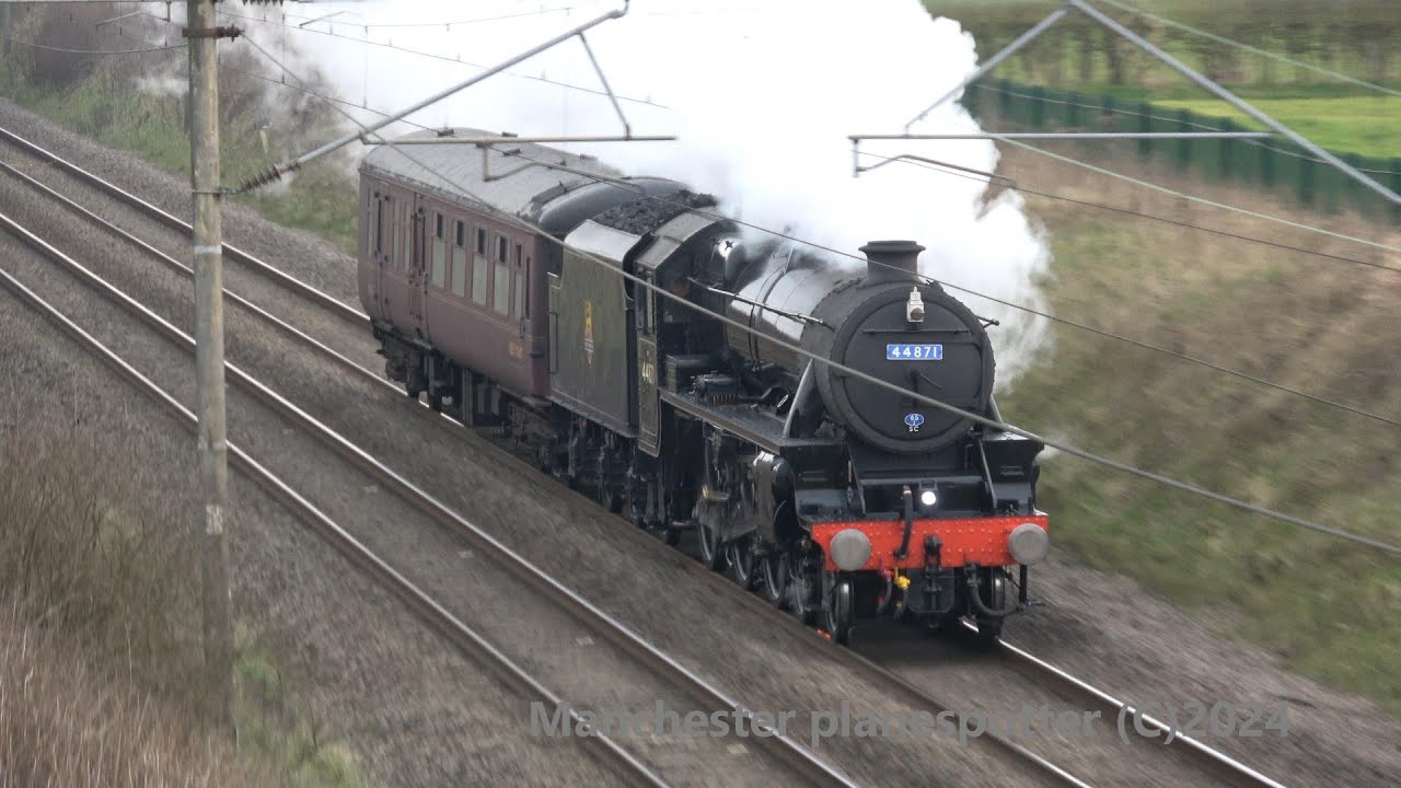 (4K) Steam LMS Black 5 44871 On 5M43 Is Seen Passing At Acton Bridge ...
