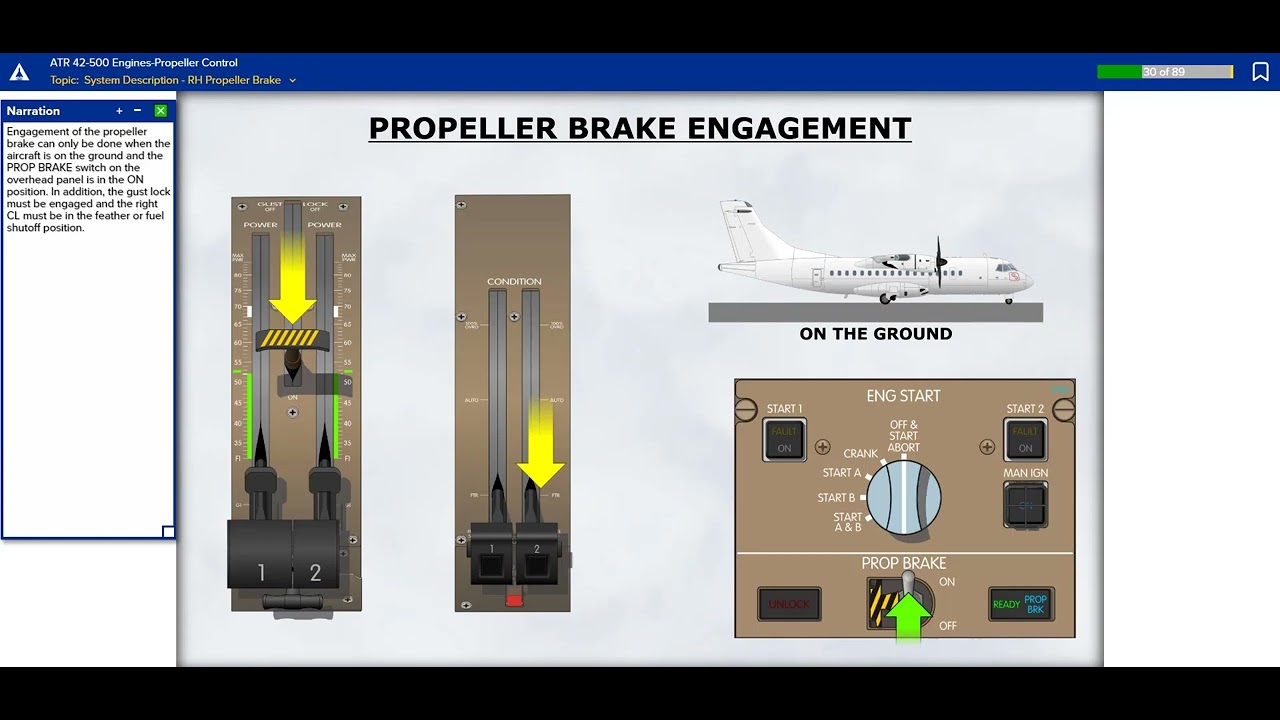ATR 42 500 Engine propeller control - YouTube