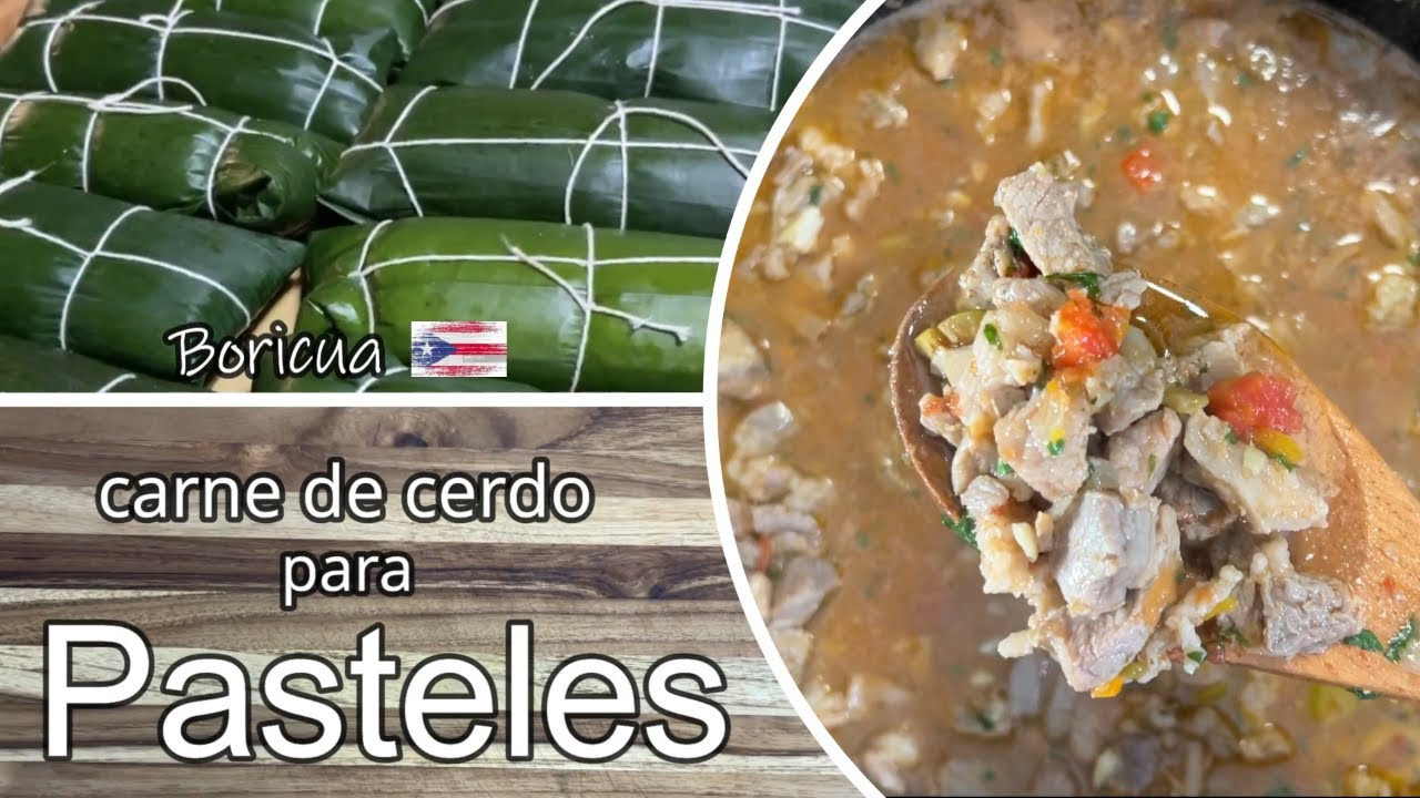 Carne de Cerdo para Pasteles Puertorriqueños (how to make Pork meat for ...