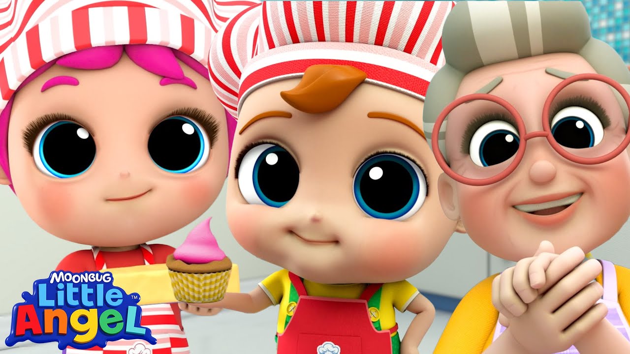 Baking Yummy Muffins with Grandma! 🍪 - Little Angel | Food Cartoons ...