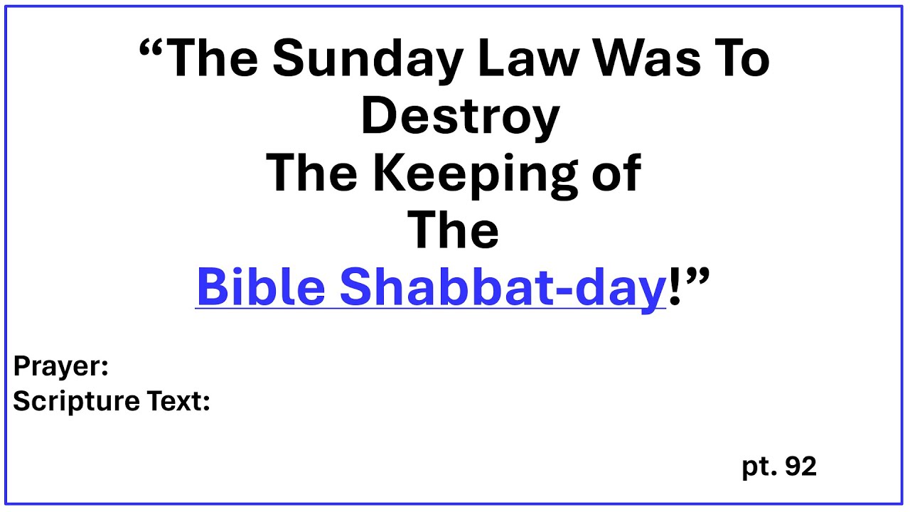 THE LAST GENERATION “The Sunday Law Was To Destroy" pt. 92 Evangelist ...