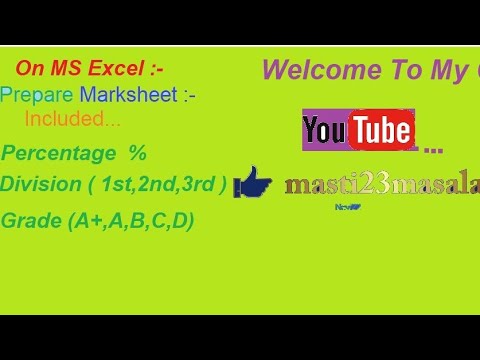 Create Marksheet In Excel With Percentage, Division & Grade - YouTube