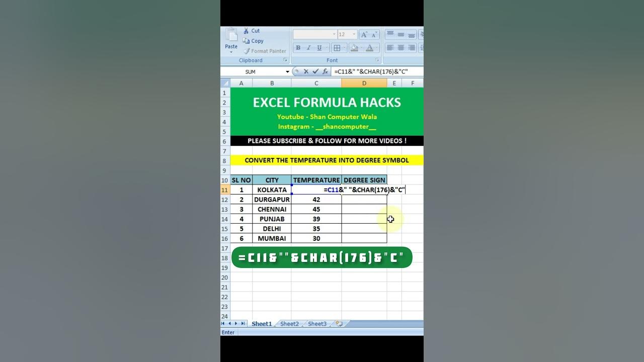 Excel Formula Hacks 🔥😱 #excel #exceltips #exceltricks - YouTube