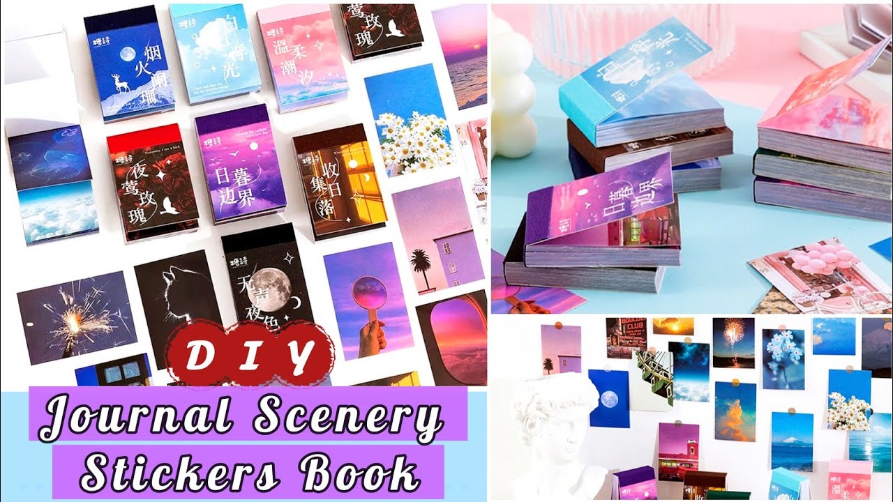 How to make Journal Nature Scenery Sticker Book || DIY journal deco ...