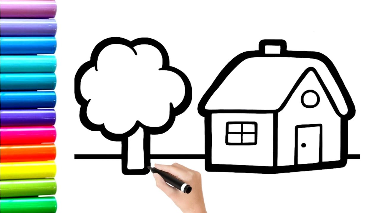 How to Draw House and Tree | House and Tree Drawing, Painting and ...