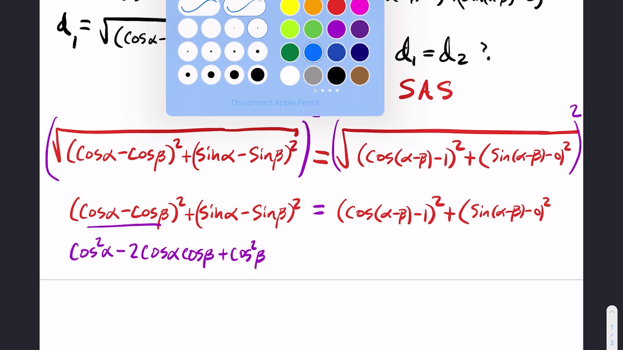 2.5.1 Cosine Sum and Difference Identities (Proof of Identities and ...
