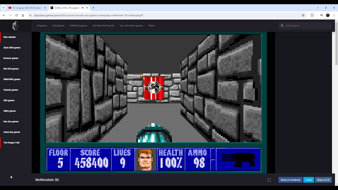 Wolfenstein 3D MS DOS PC 1945 1992 Episode 3 Floor 5 All Secrets Room ...