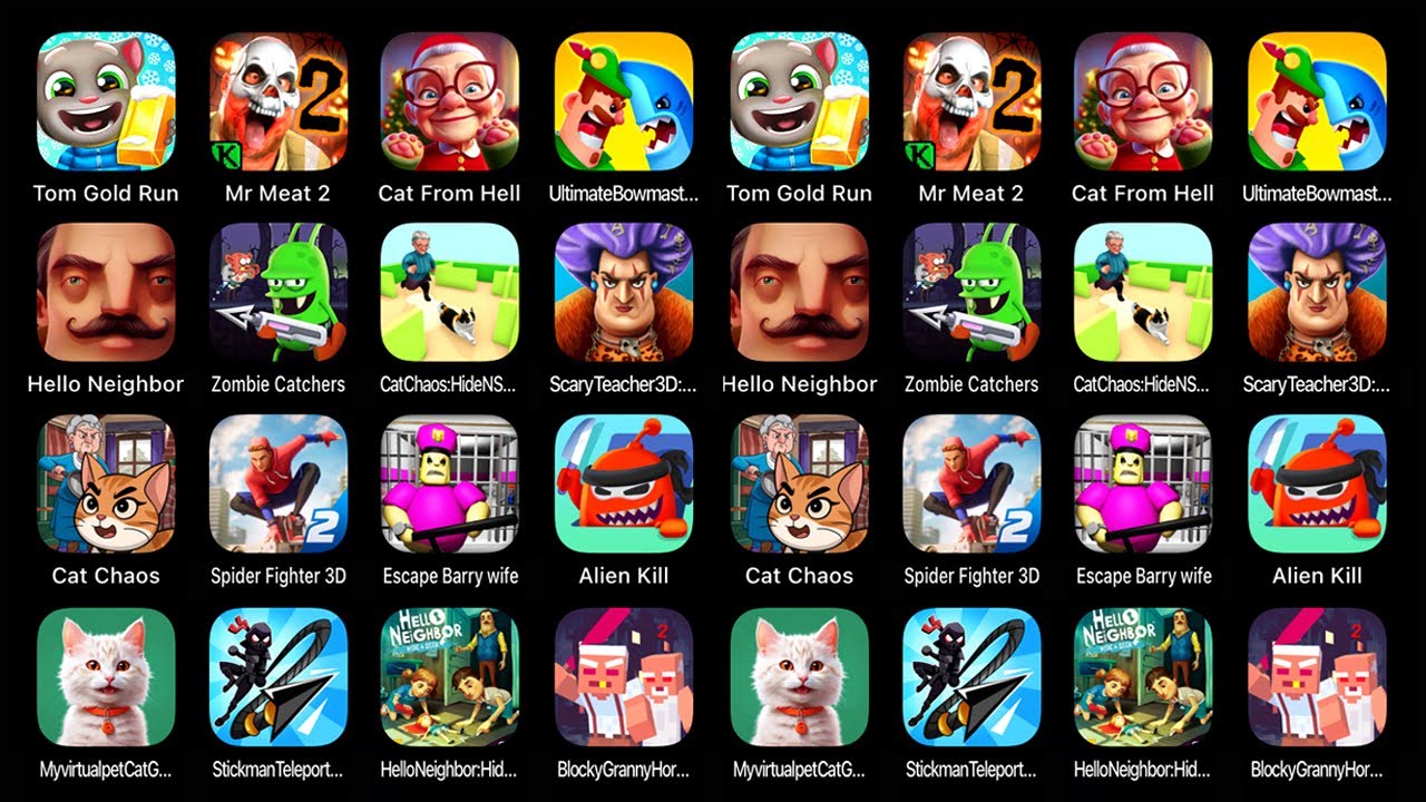 Games: Tom Gold Run, Mr Meat 2, Cat From Hell, Bowmasters, Hello Neighbor, Zombie Catchers ...