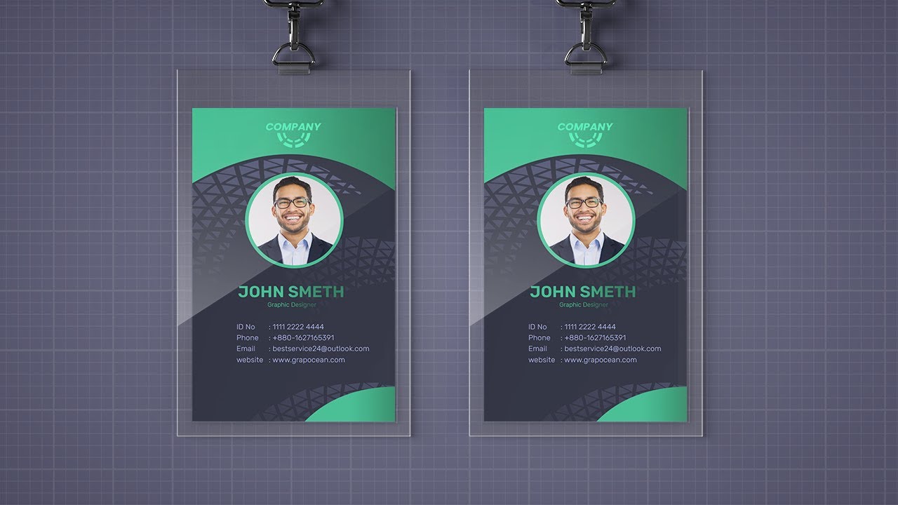 Modern Employee Staff ID Card Badge Design | Adobe Photoshop Tutorial ...