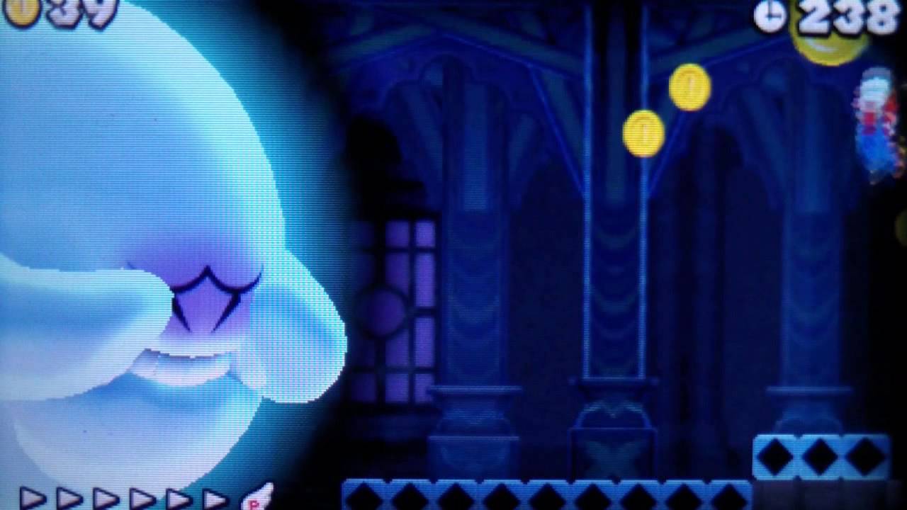Playthrough of New Super Mario Bros 2 Boo's House 1, Huge big boo - YouTube