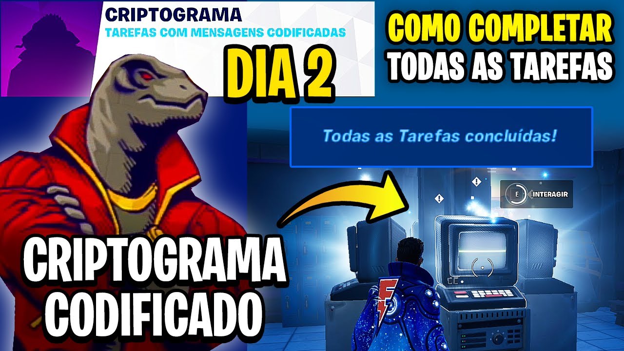 COMO COMPLETAR TODAS AS TAREFAS CRIPTOGRAMA CODIFICADO (DIA 2) - Fortnite - YouTube