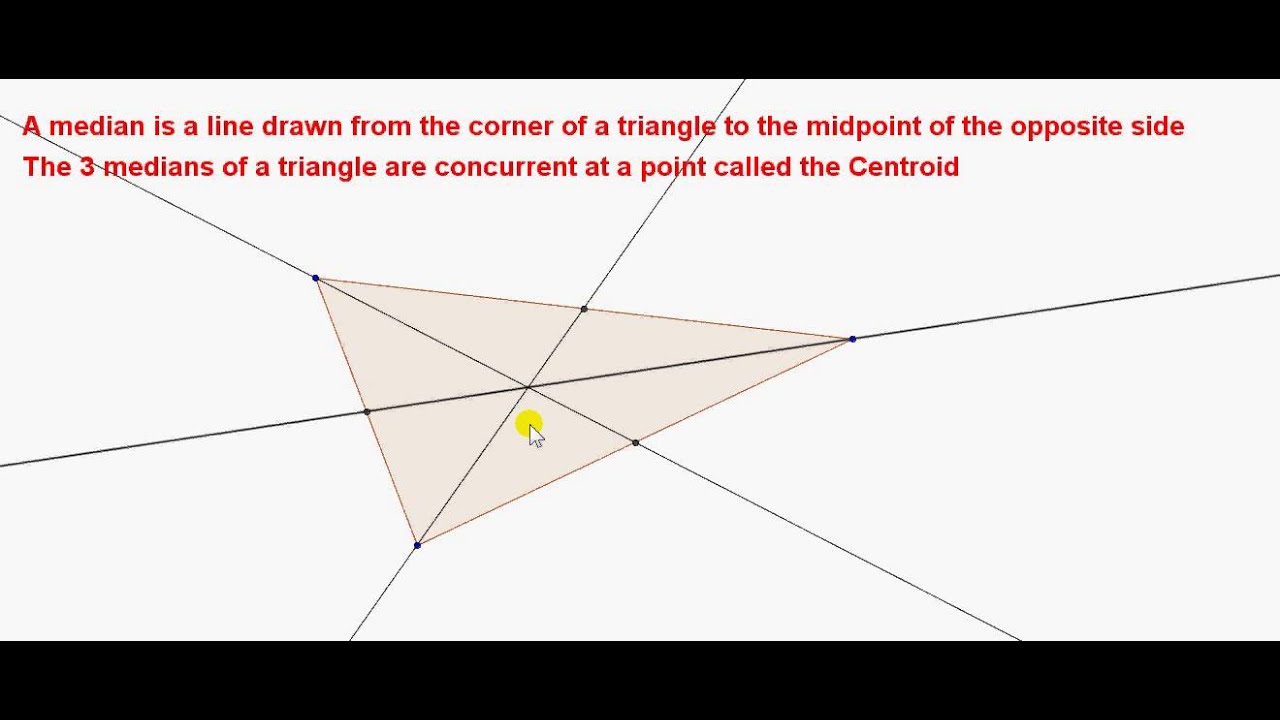 Construction of the Centroid of a Triangle - YouTube