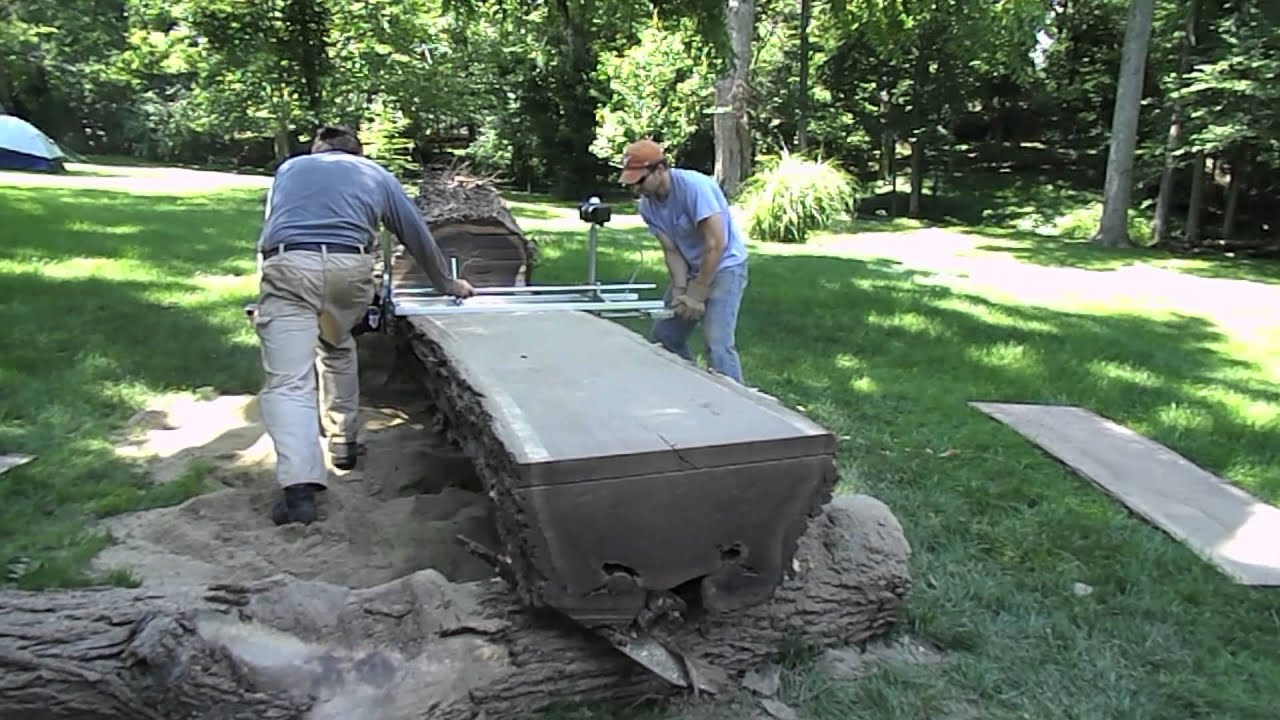 How to mill lumber from a tree with an Alaskan chainsaw mill - YouTube