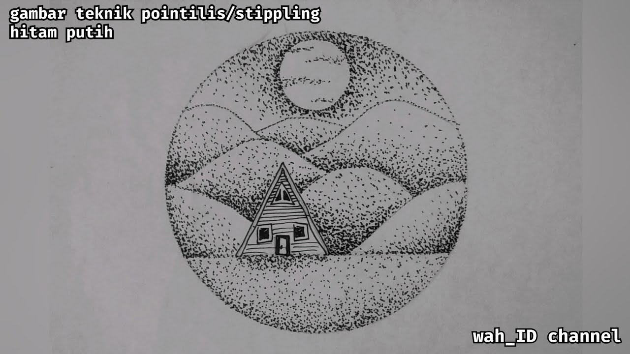 gambar pegunungan gurun pasir | gambar pointilis pakai drawing pen 7 mm ...