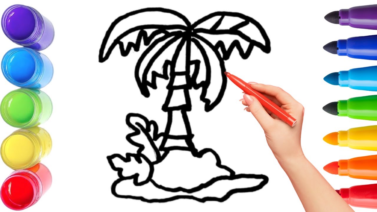 How To Draw cute tree Drawing, Painting & Coloring For Kids and ...