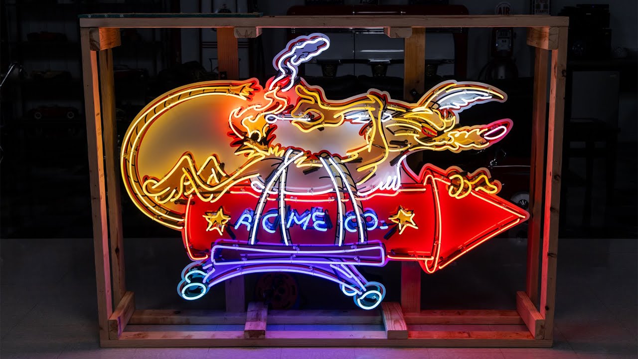 Wile E. Coyote and ACME Rocket Neon Sign - YouTube