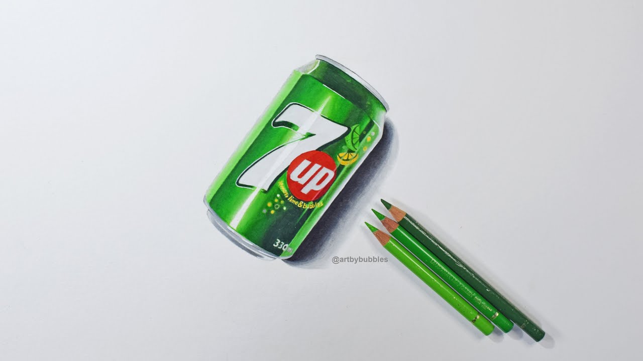 Drawing 7UP can | Realistic 3D Art - YouTube