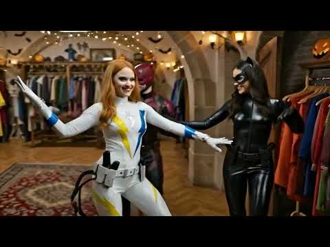 0226 Katie Sarah Taylor Bob Latex Leather Superhero Cosplay Bodysuit Catsuit Try On AI Lookbook