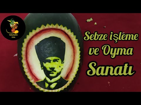 Atatürk/ Karpuz Dekorları/ Watermelon Decor/ vegetable carving/ Kolay karpuz dekorları