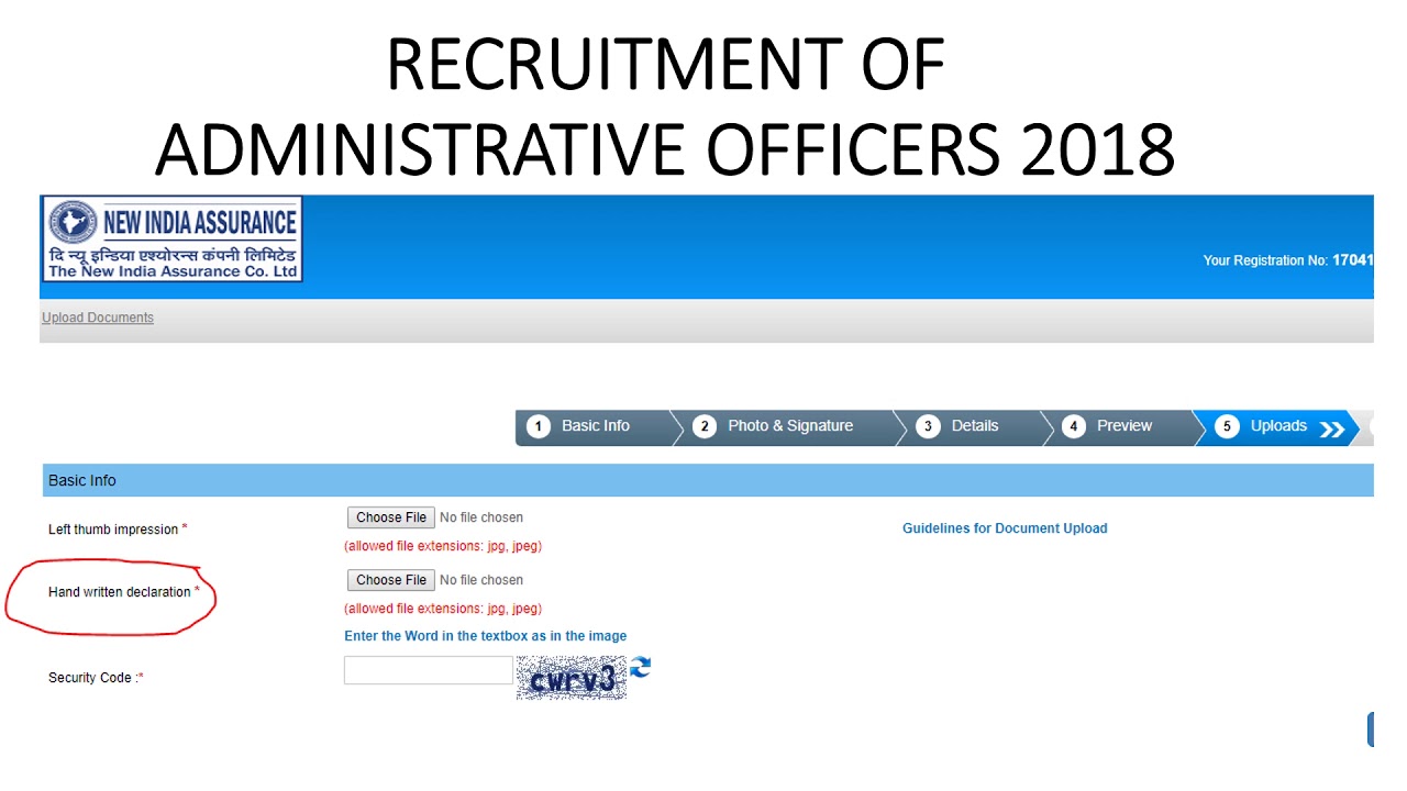 NIACL Handwritten Declaration for RECRUITMENT OF ADMINISTRATIVE ...