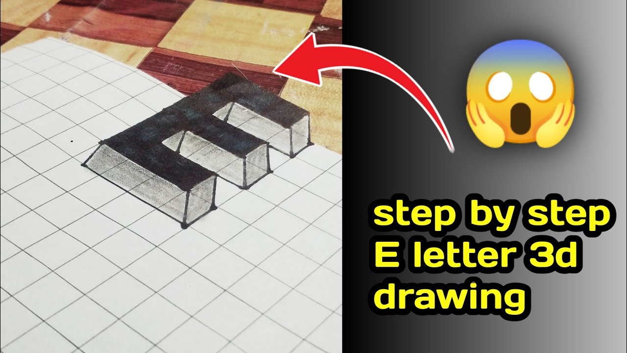 How to draw E letter 3d drawing|#easy #3d #drawing - YouTube