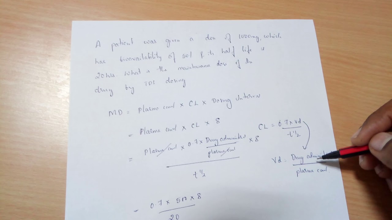 Pharmacokinetics problem 1 - YouTube
