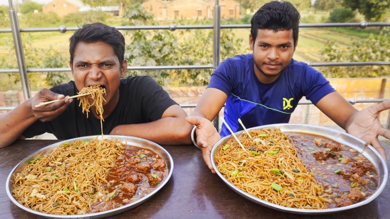 Garlic Chowmein , Manchurian Thali Eating Challenge | Big Chinese Food ...
