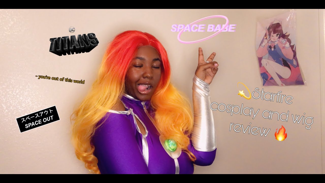 Starfire cosplay and wig review - YouTube