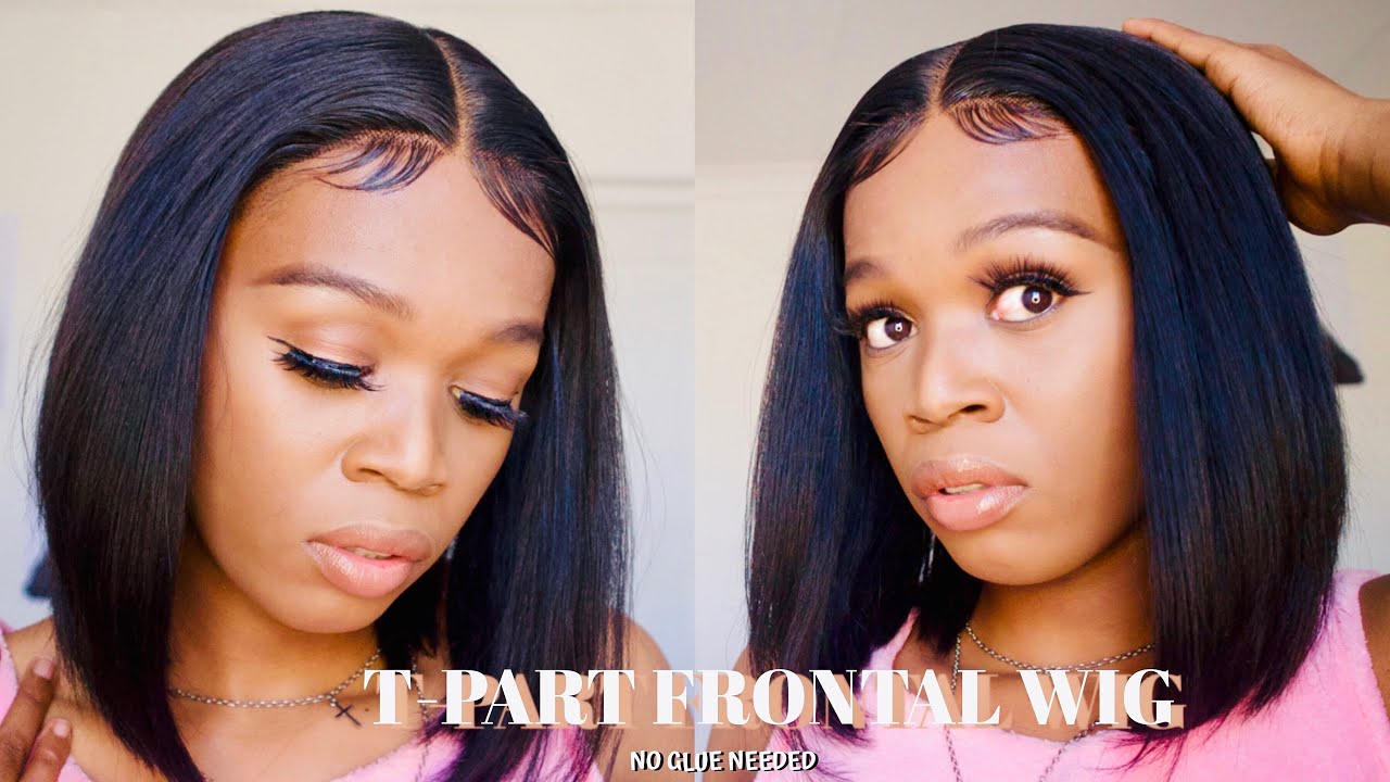 A T-PART FRONTAL WIG?! | NO PLUCKING, NO GLUE, SO NATURAL! | Quick Wig ...