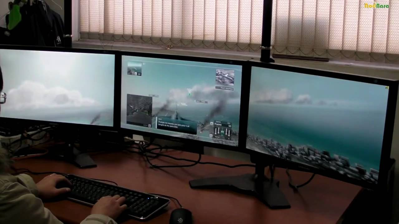 HAWX with Triple Monitor in ATi Eyefinity 3x1 Landscape - YouTube