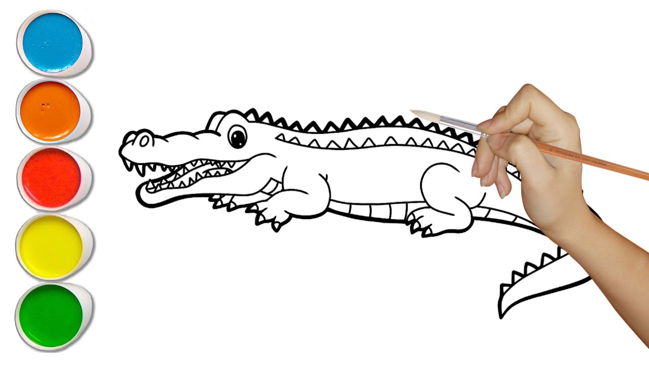 Learn To Drawing and Coloring A Crocodile For Kids and Toddlers - YouTube