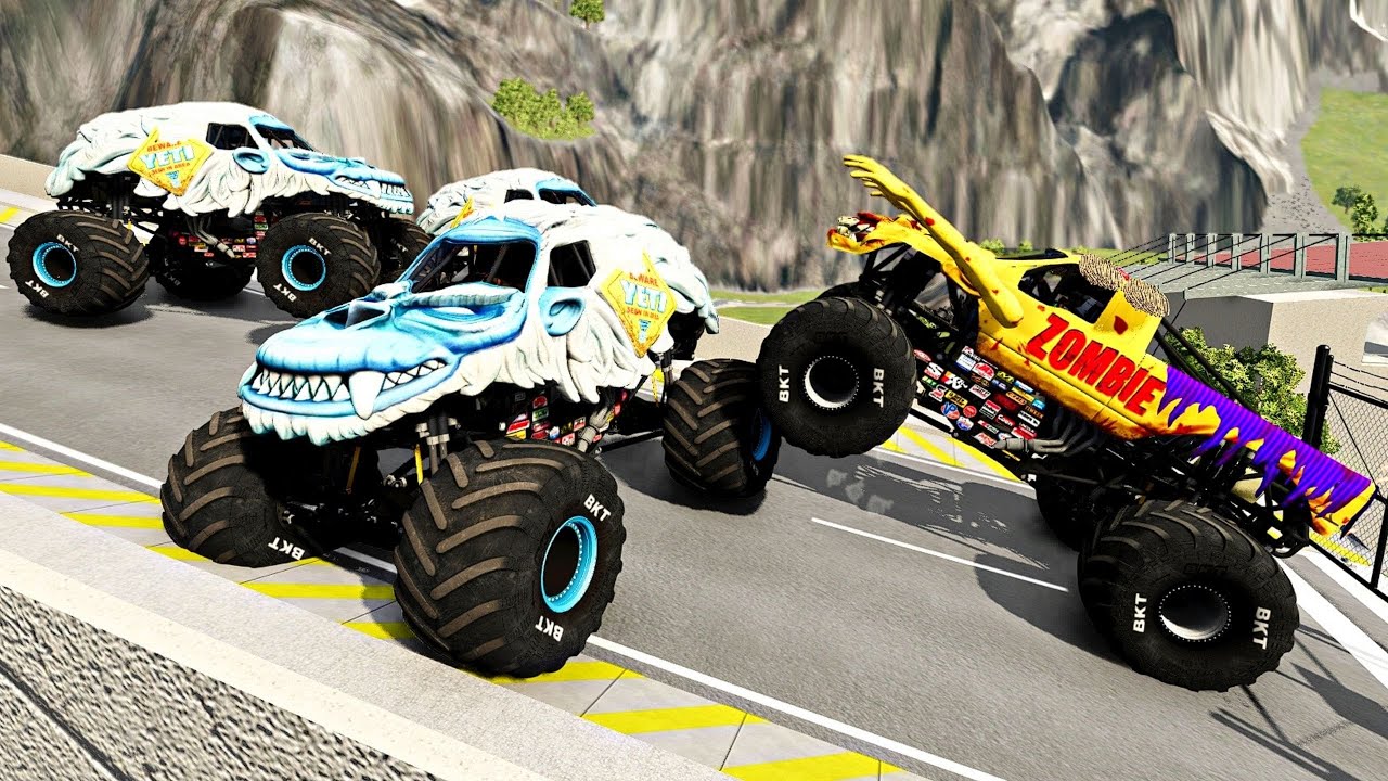 ZOMBIE Monster Jam VS YETI Monster Jam descent Hummer and Destruction ...