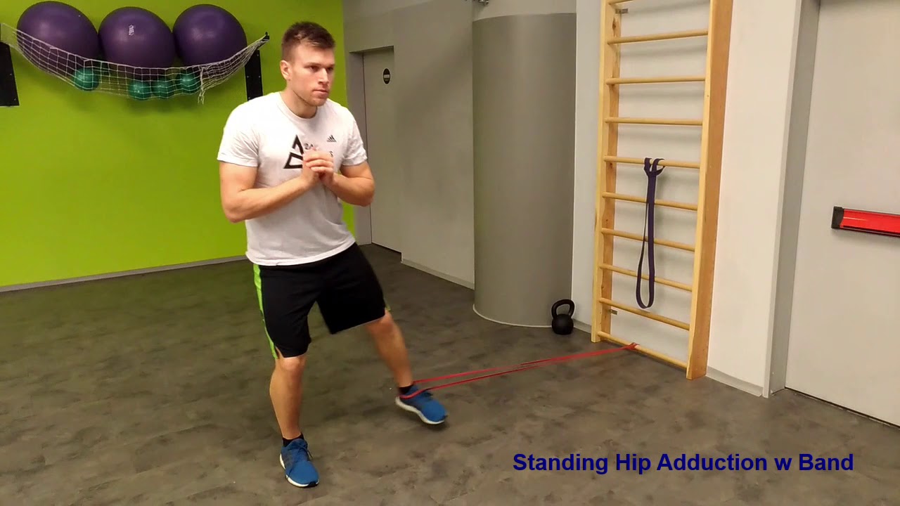Standing Hip Adduction w Band - YouTube