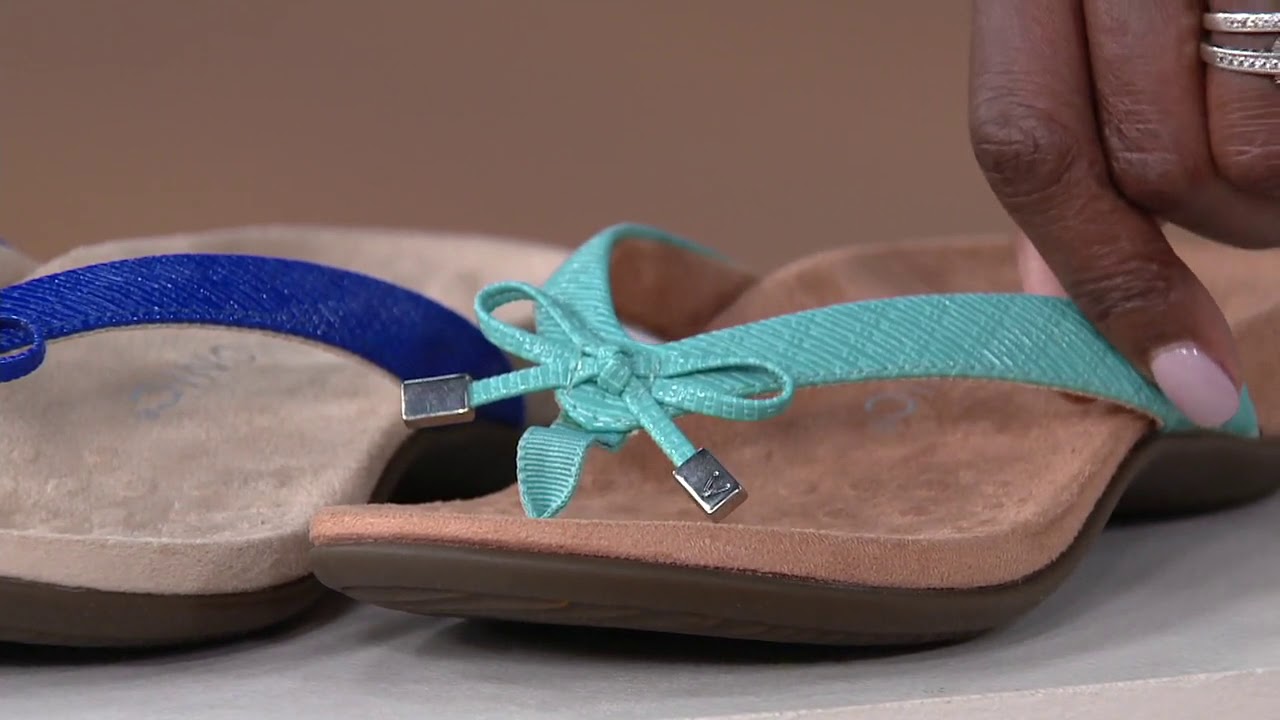 Vionic Leather Thong Sandals w/Bow - Bella II Woven on QVC - YouTube
