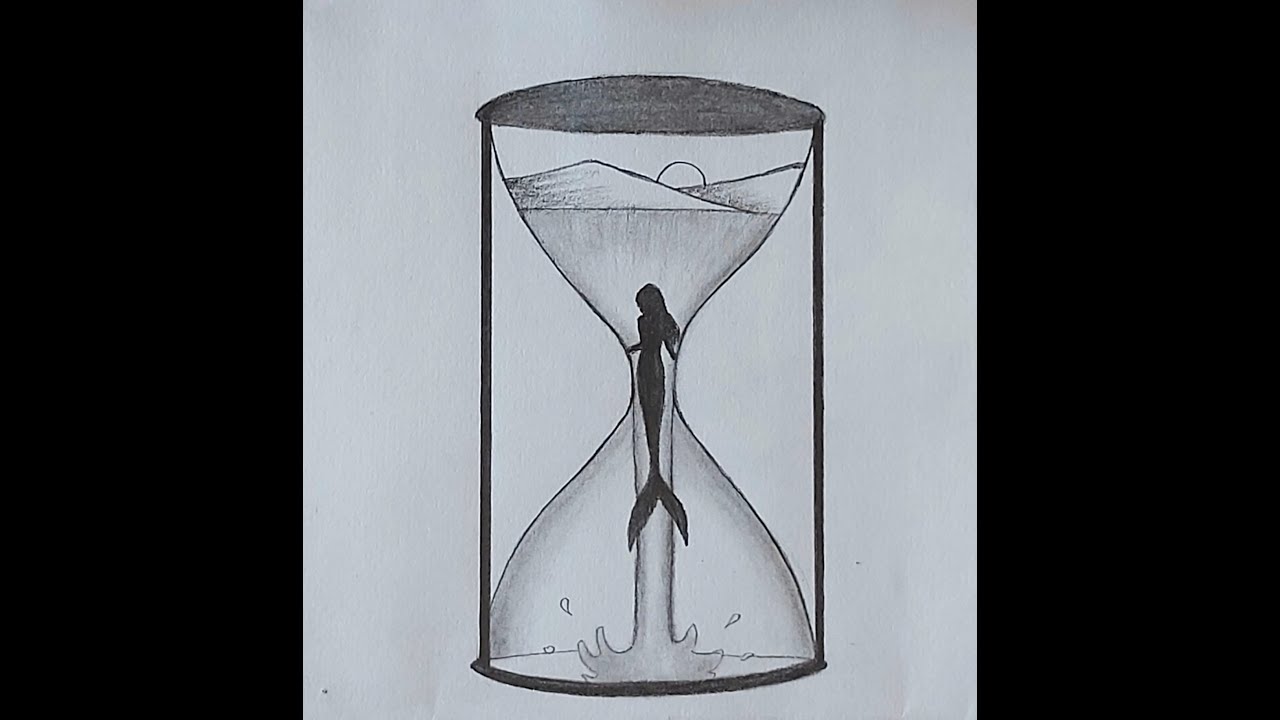 Mermaid Drawing and Shading in a Sand Clock|Creative Drawing for ...