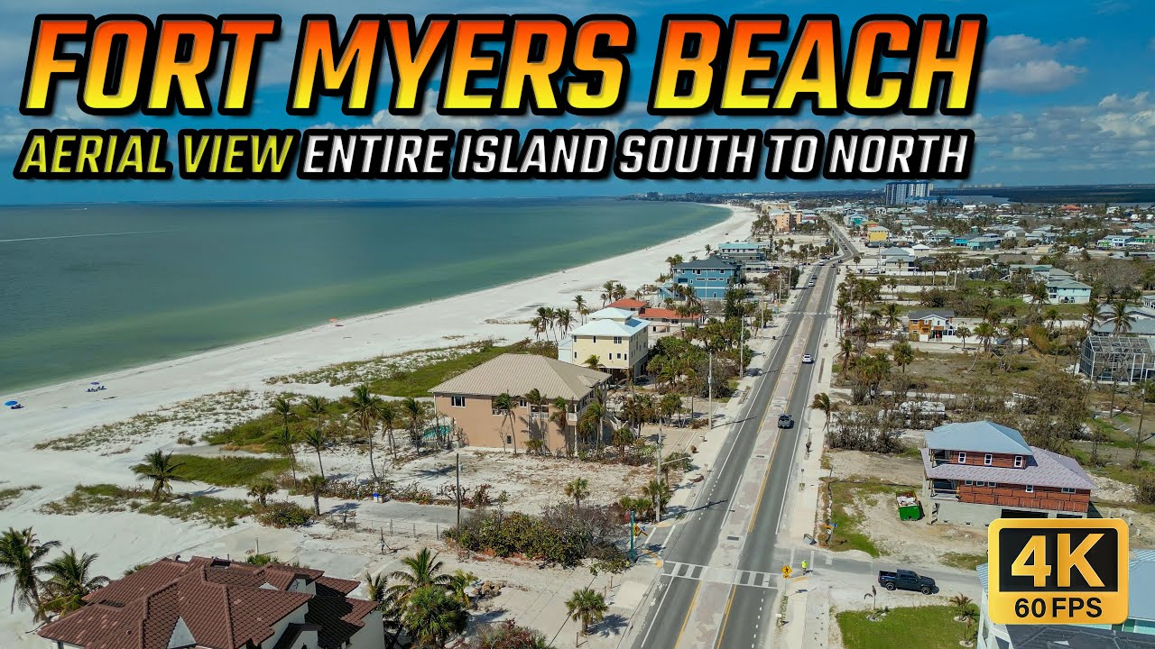 Fort Myers Beach - Aerial View of the Entire Island from South to North ...
