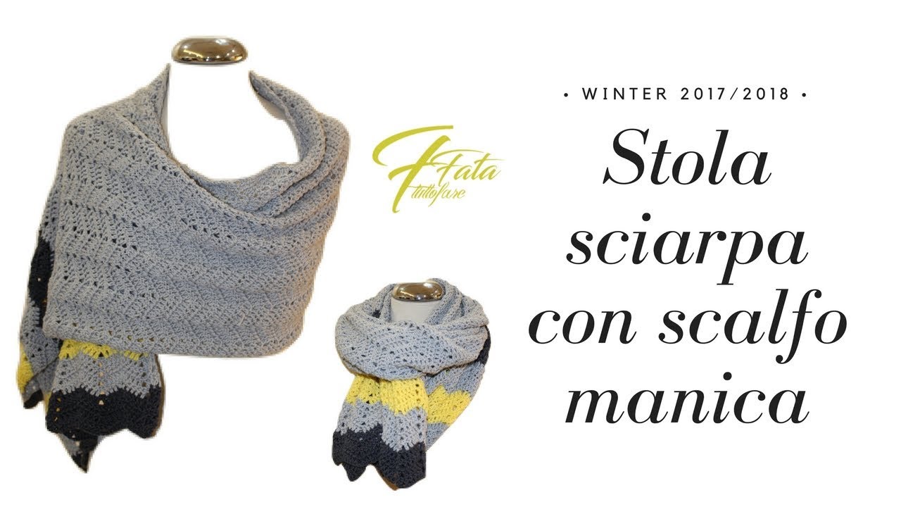 TUTORIAL: mantella con scalfo manica a punto chevron/sciarpa/gilet***lafatatuttofare*** - YouTube